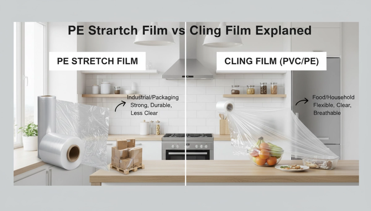 PE Stretch Film Vs Cling Film Differences Materials Uses Explained ...